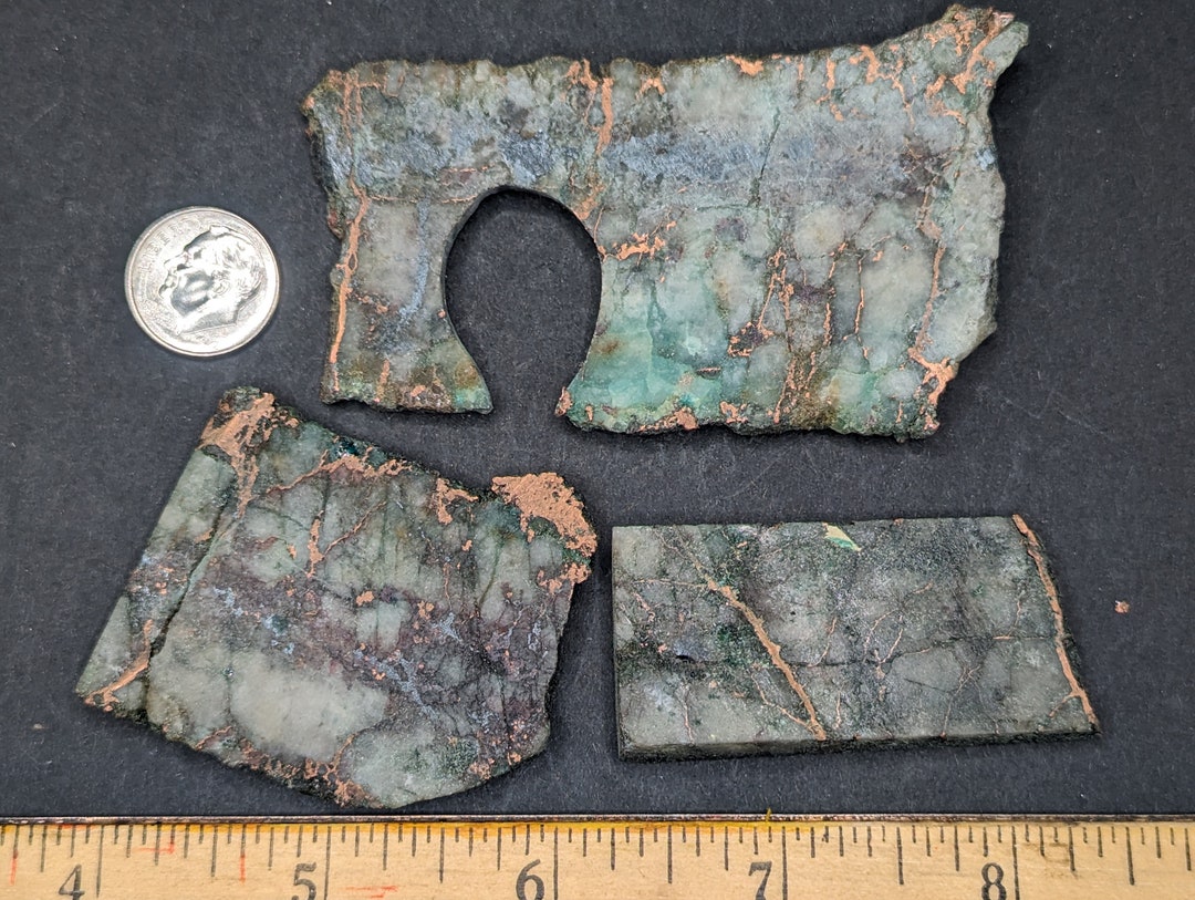 Native Copper in Quartz Ore Rough Mineral Lapidary Specimen Slabs From ...