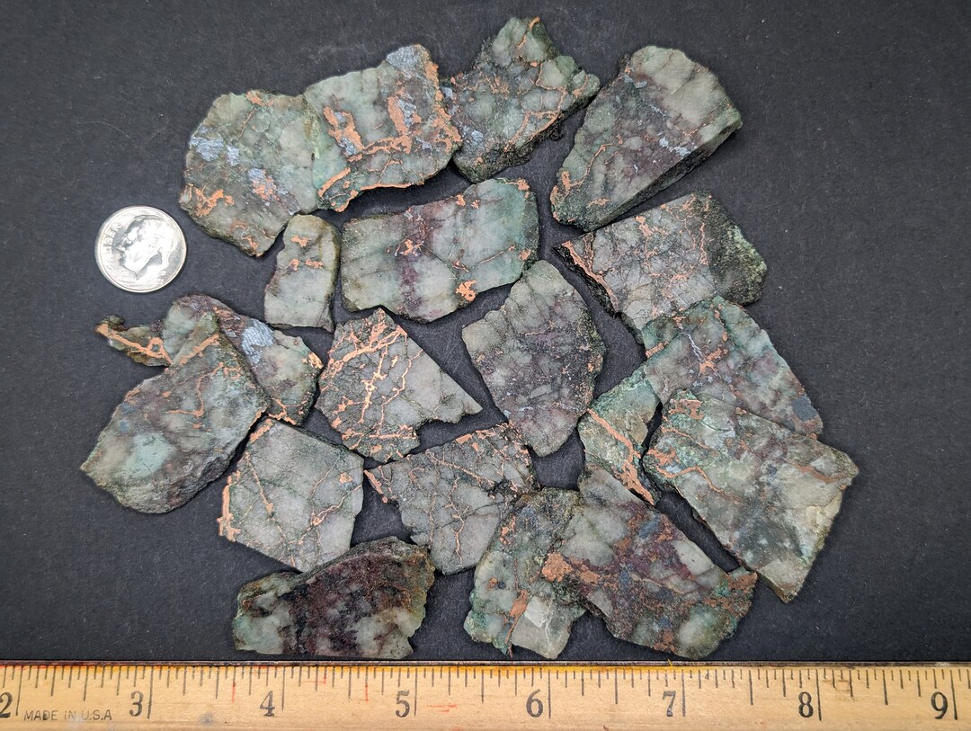 Native Copper in Quartz Ore Rough Mineral Lapidary Specimen Slabs From ...