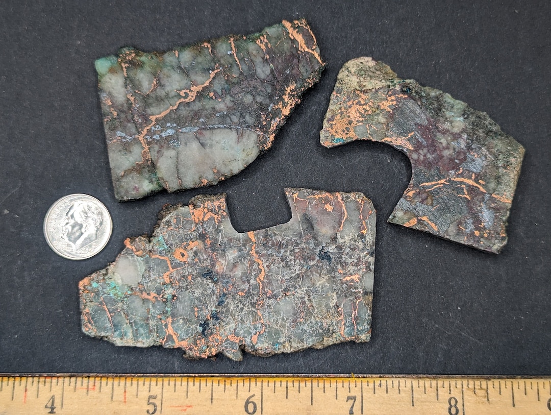 Native Copper in Quartz Ore Rough Mineral Lapidary Specimen Slabs From ...