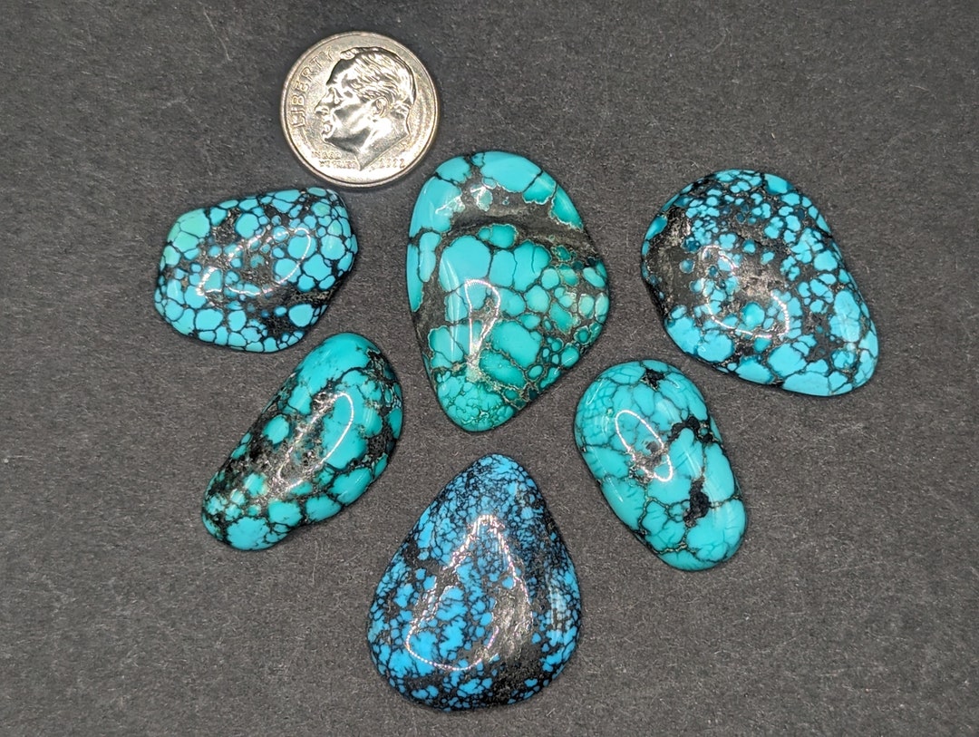 Stabilized Gem Blue-green, Blue & Dark Blue Freeform Hubei Spiderweb ...