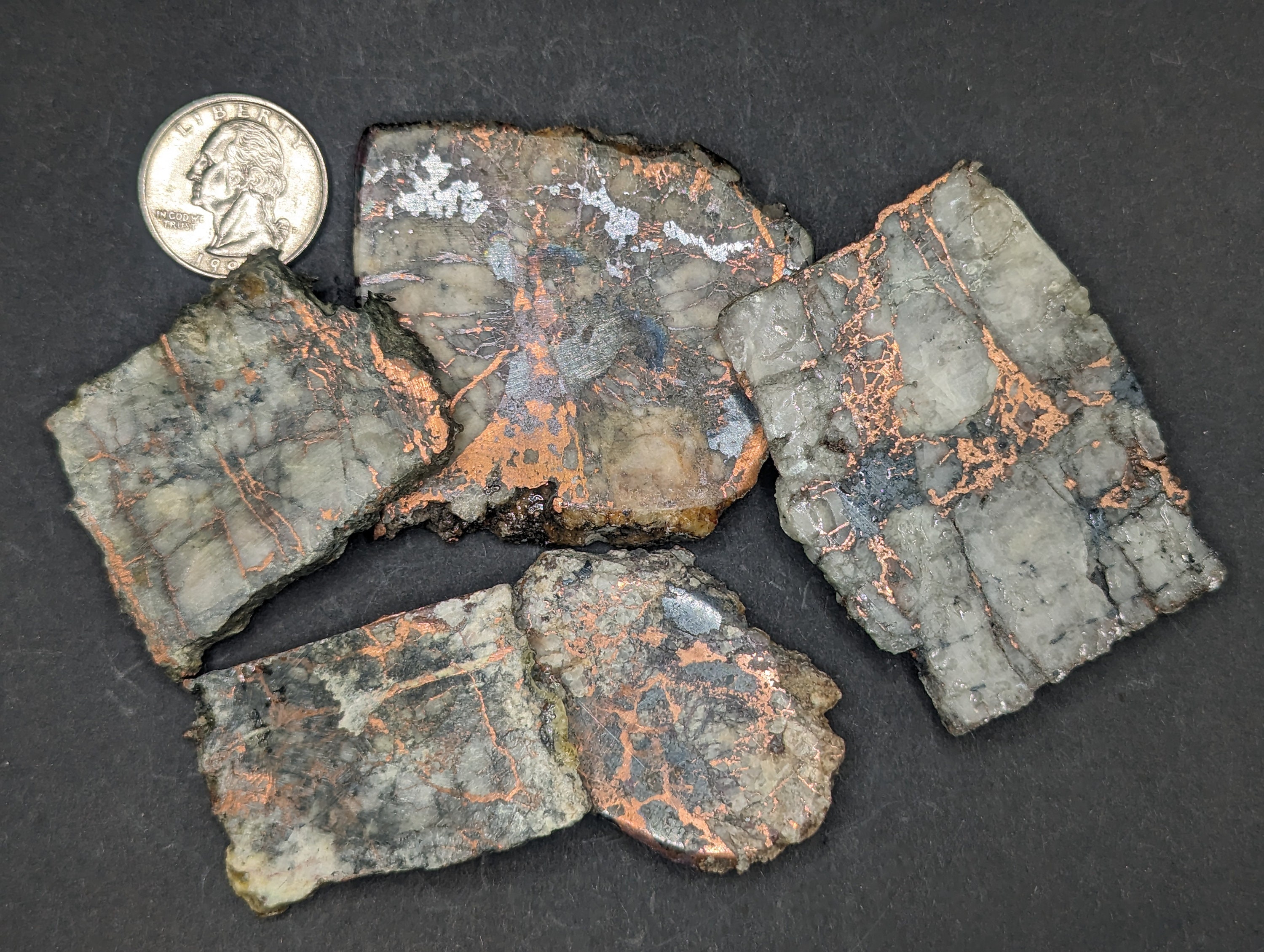 Native Copper in Quartz Ore Rough Mineral Lapidary Specimen Slabs From ...