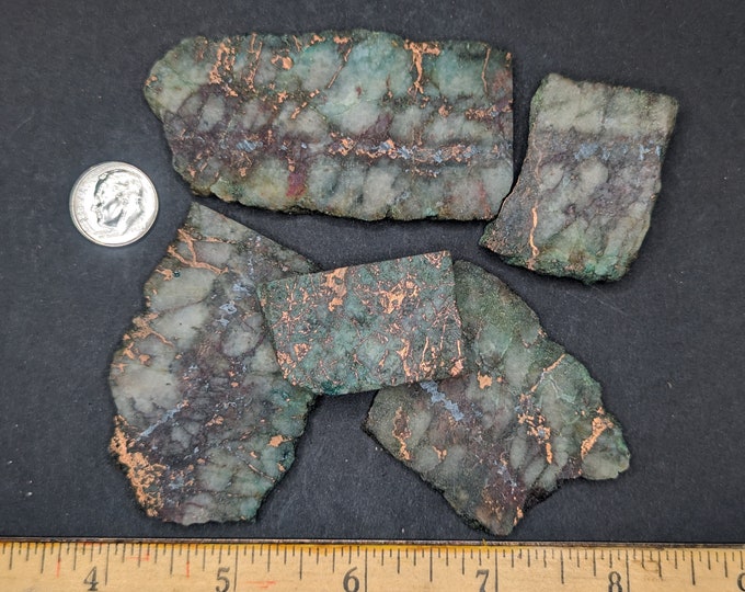 Native Copper in Quartz Ore Rough Mineral Lapidary Specimen Slabs From ...