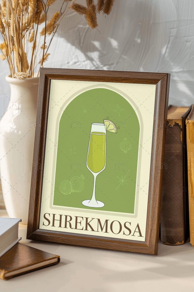 Shrek Themed Vintage Cocktail Poster - Shrekmosa - Etsy