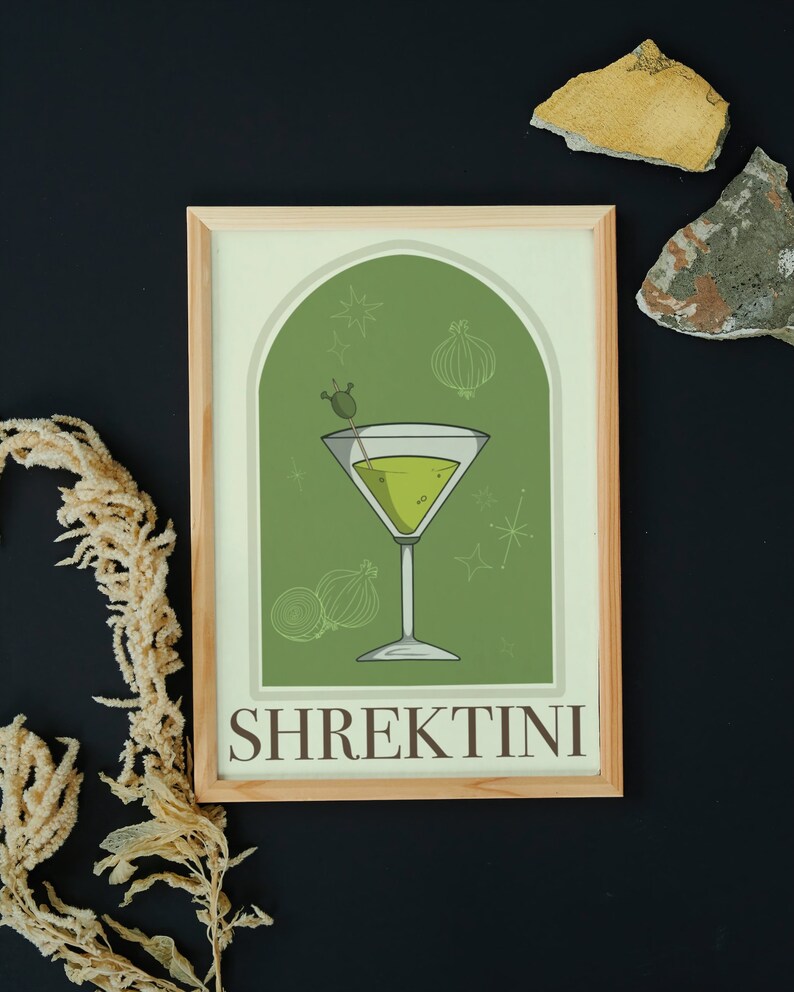 Shrek Themed Vintage Cocktail Poster - Shrektini - Etsy
