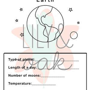 Planets of Our Solar System Printable Packet - Etsy UK