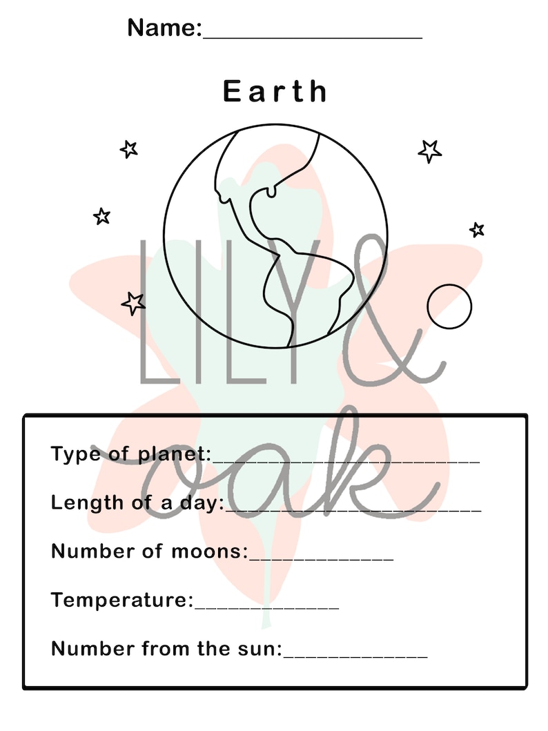 Planets of Our Solar System Printable Packet - Etsy