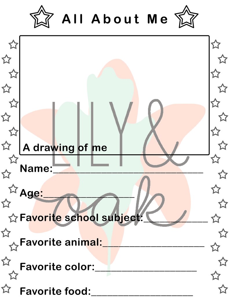 All About Me Printable Back to School - Etsy