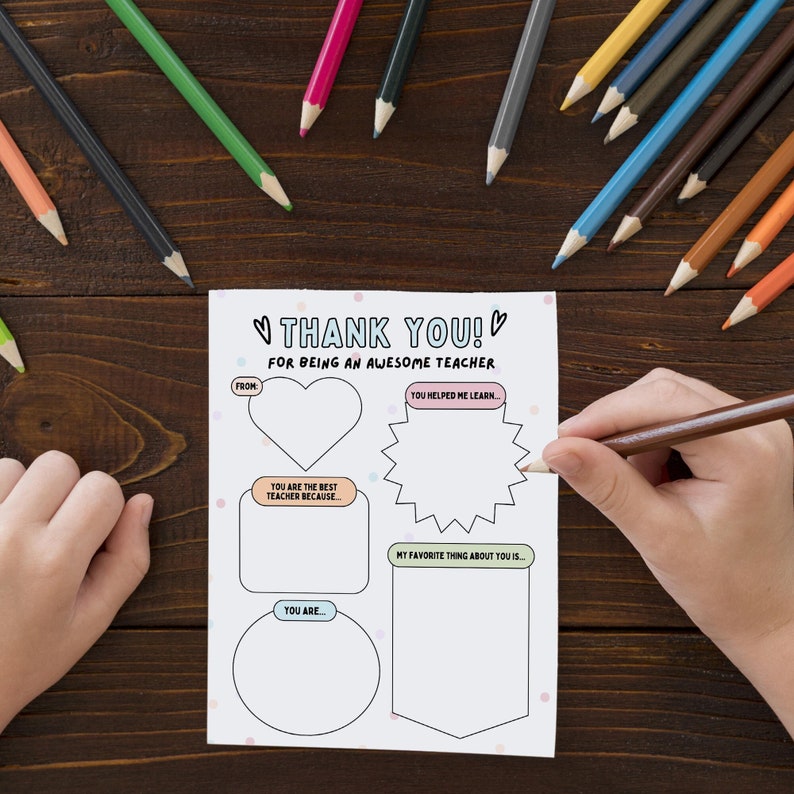 Teacher Appreciation Printable, Thank You Activity (digital Download ...