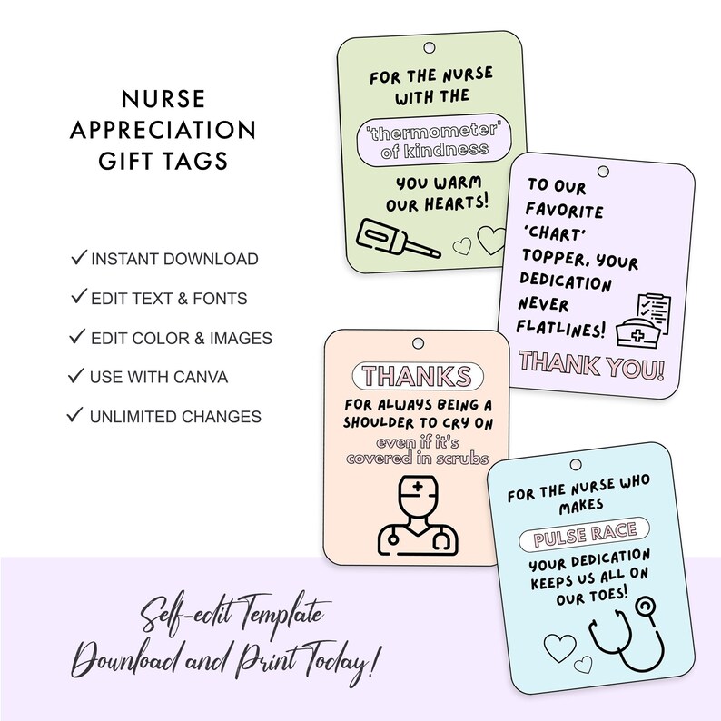 Nurse Gift Tag, Nurse Appreciation, Nurse Week Gift, Nursing School ...