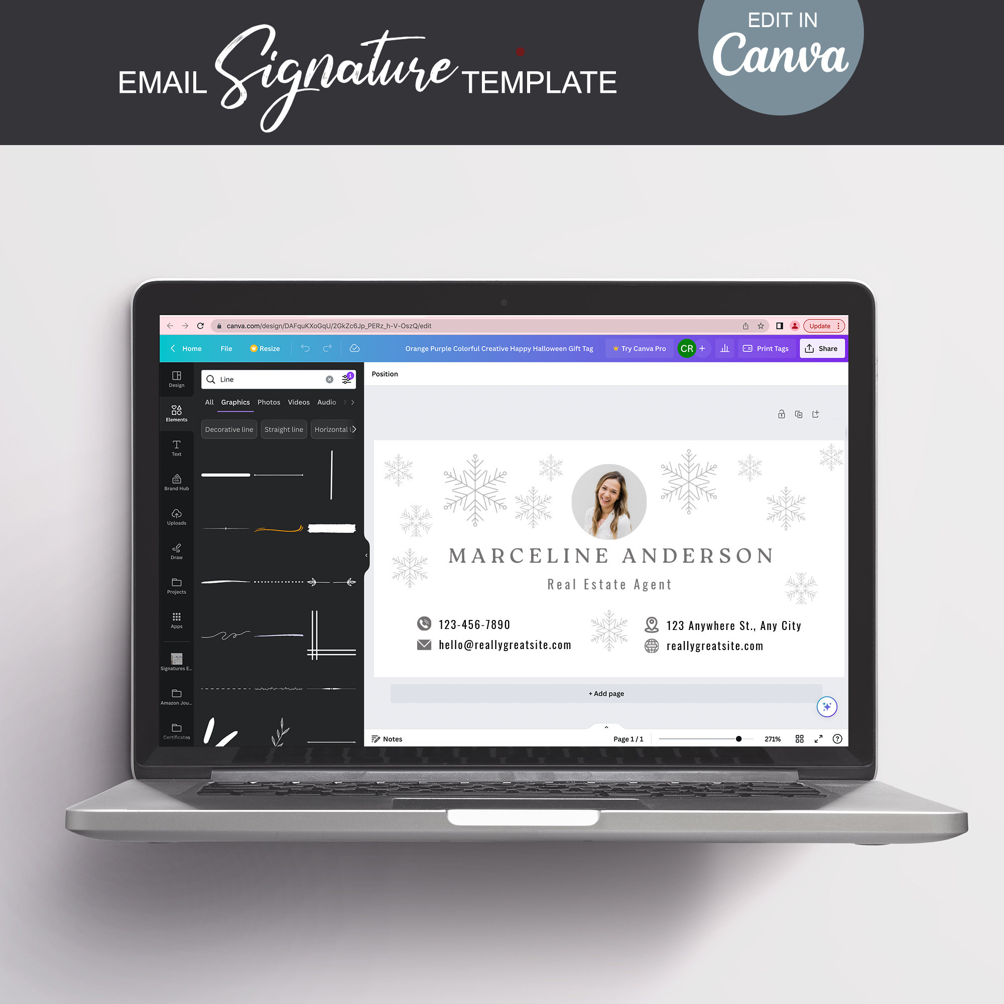 Email Signature, Winter Themed Signature, Editable Canva Template ...