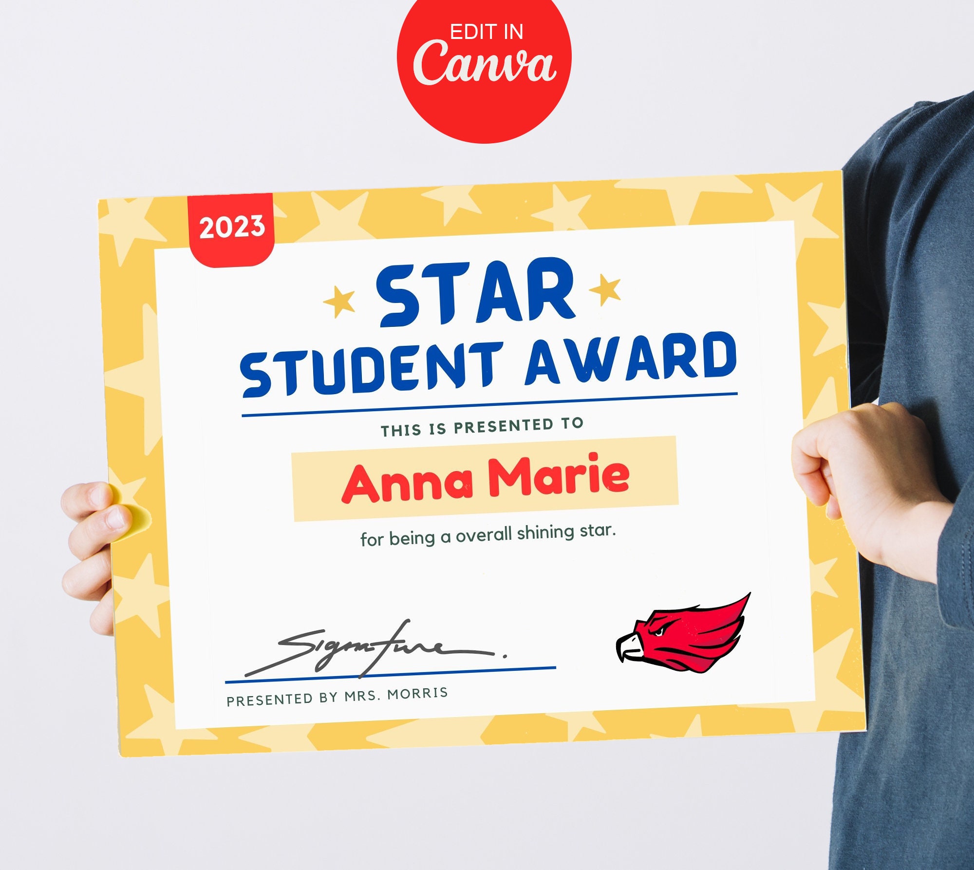 Star Template, Editable Certificate, Award Recognition, Printable ...