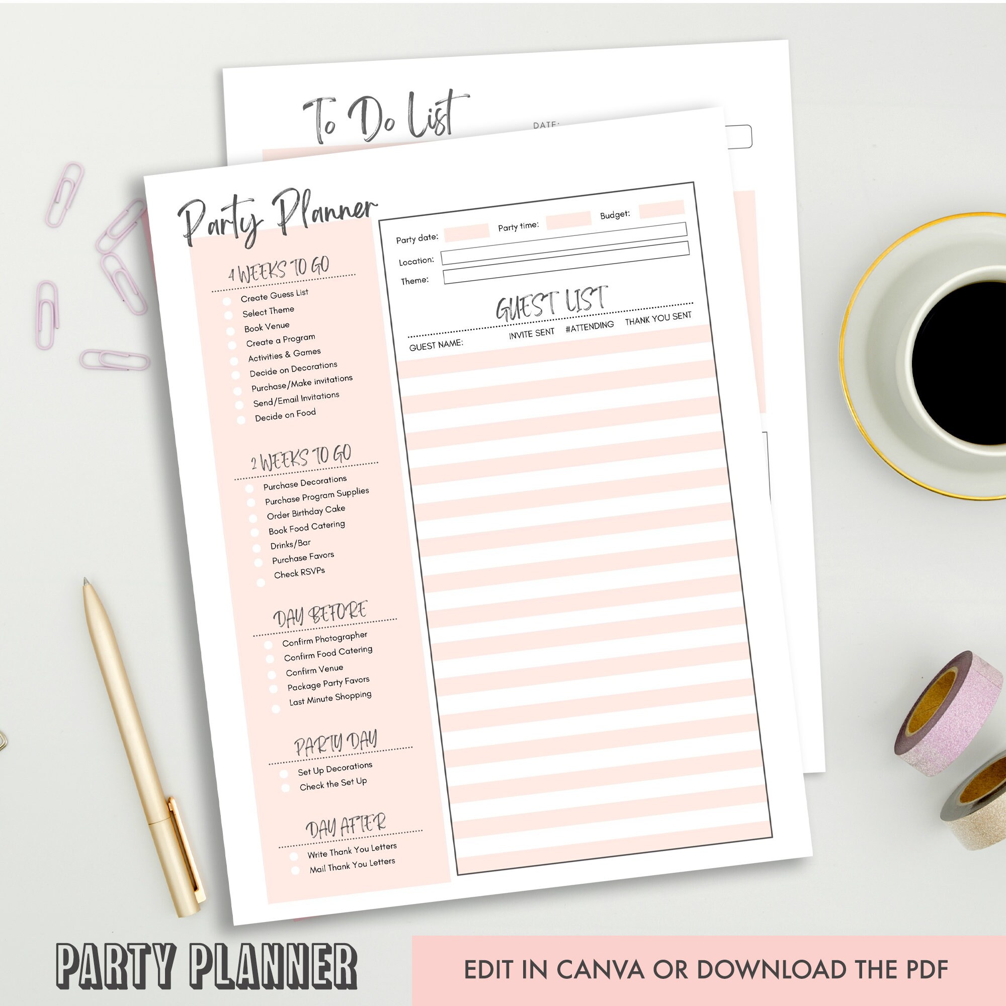 Editable Event Planner, Event Planner Printable, Birthday Planner ...