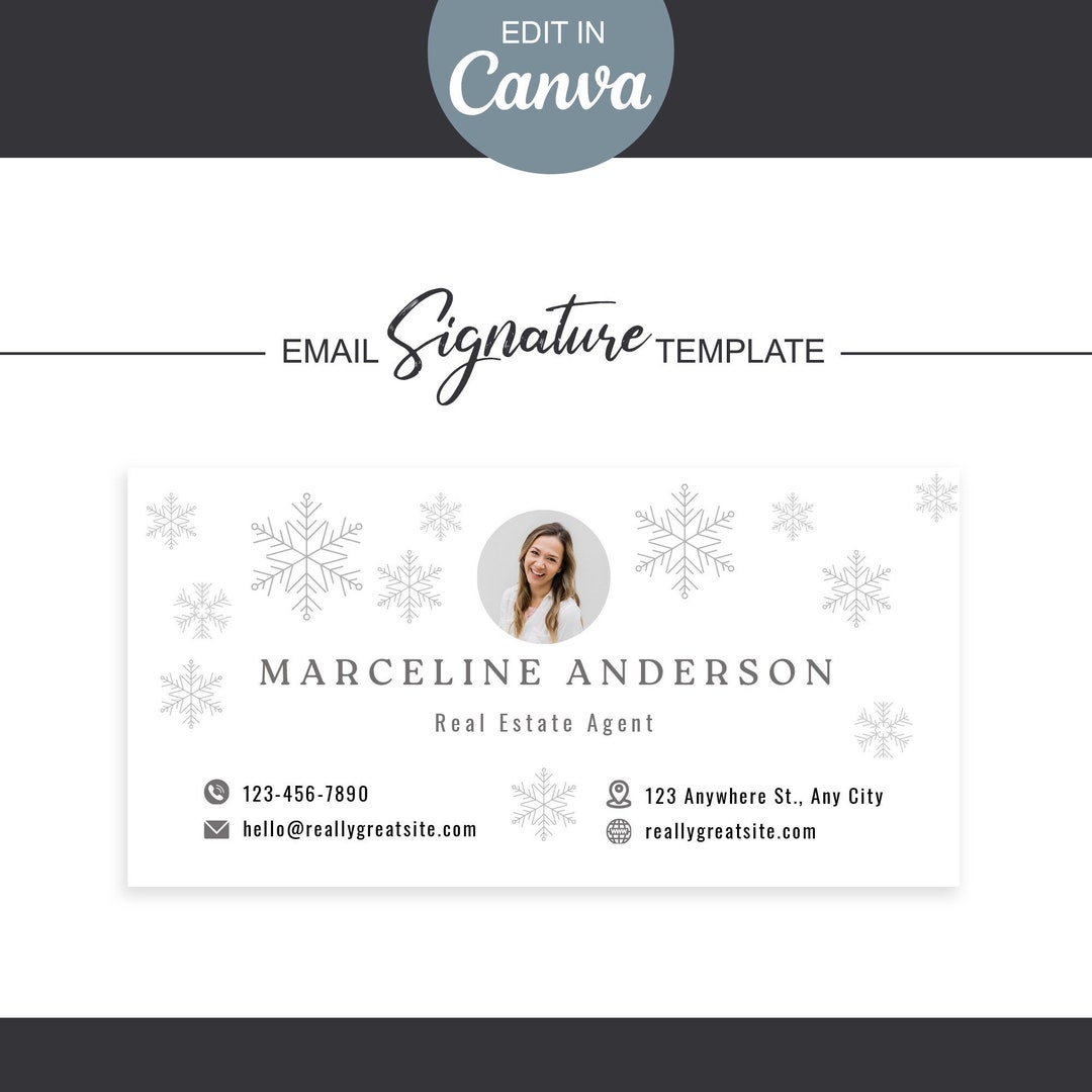 Email Signature, Winter Themed Signature, Editable Canva Template ...