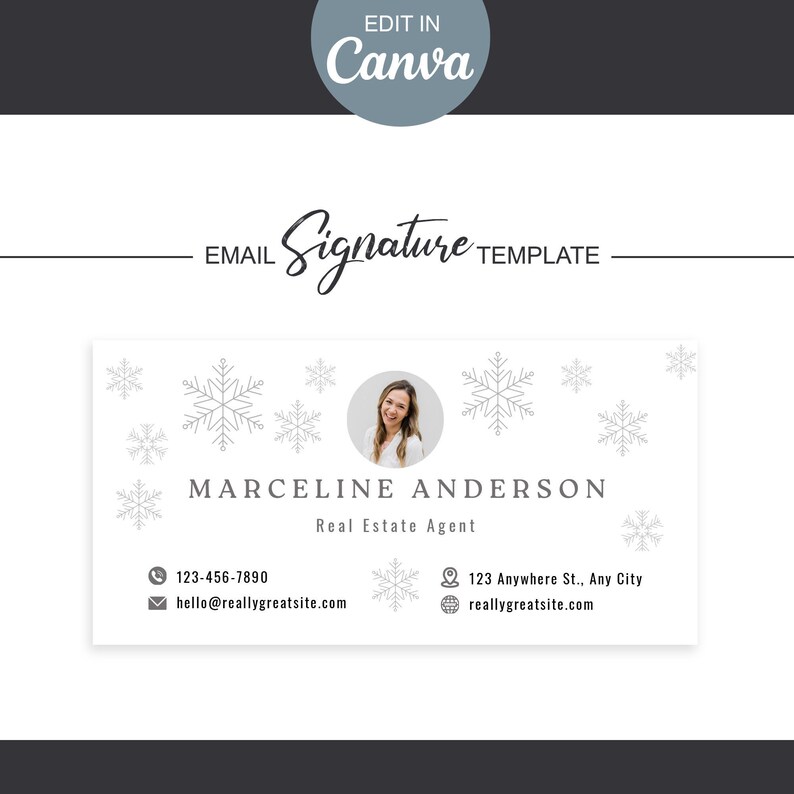 Email Signature, Winter Themed Signature, Editable Canva Template ...