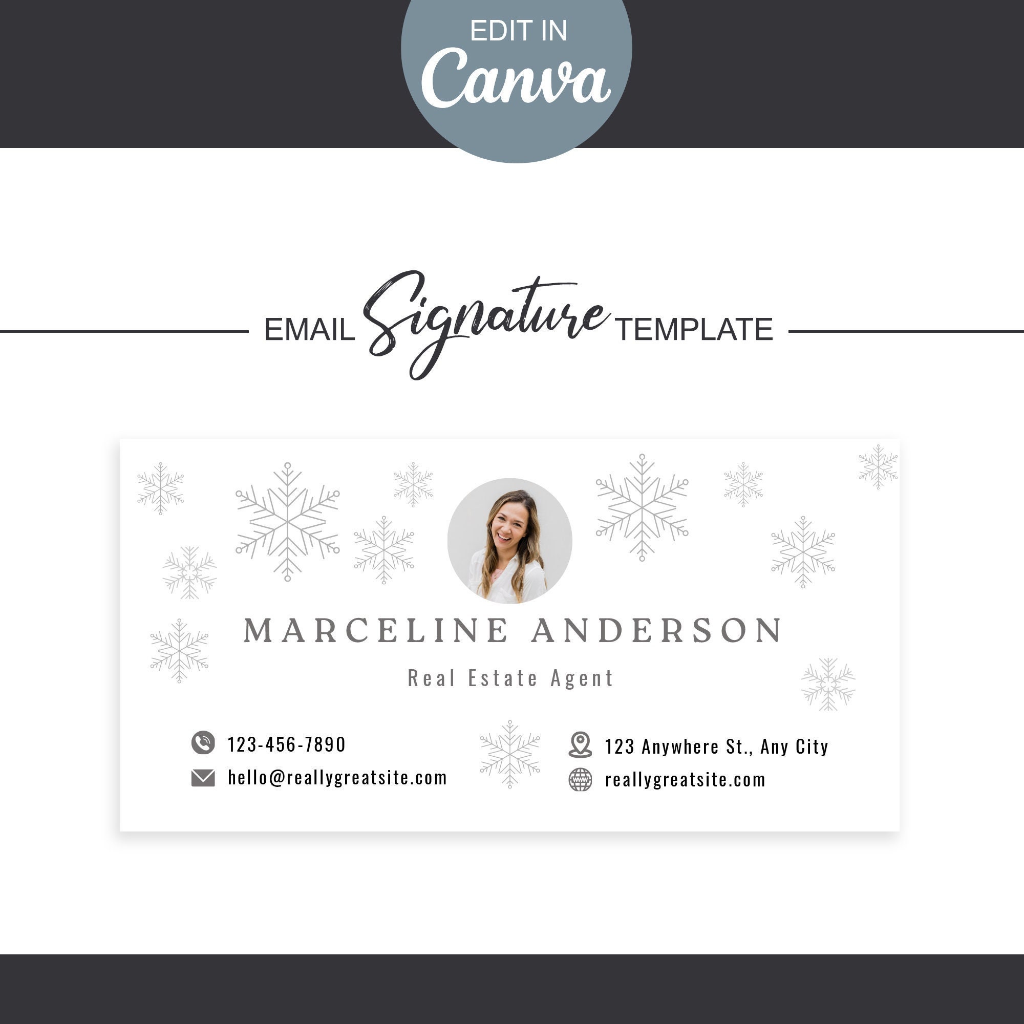 Email Signature, Winter Themed Signature, Editable Canva Template ...