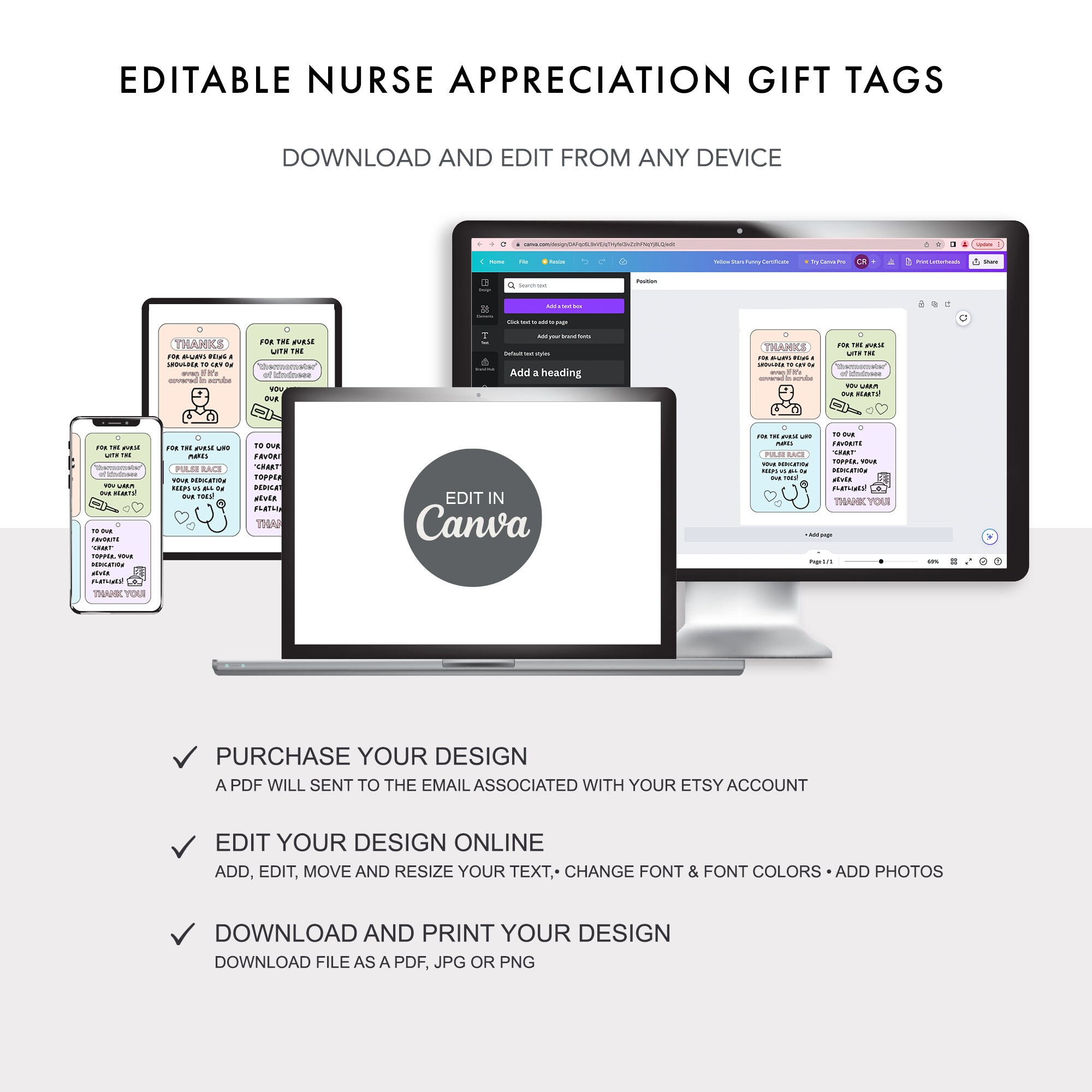 Nurse Gift Tag, Nurse Appreciation, Nurse Week Gift, Nursing School ...