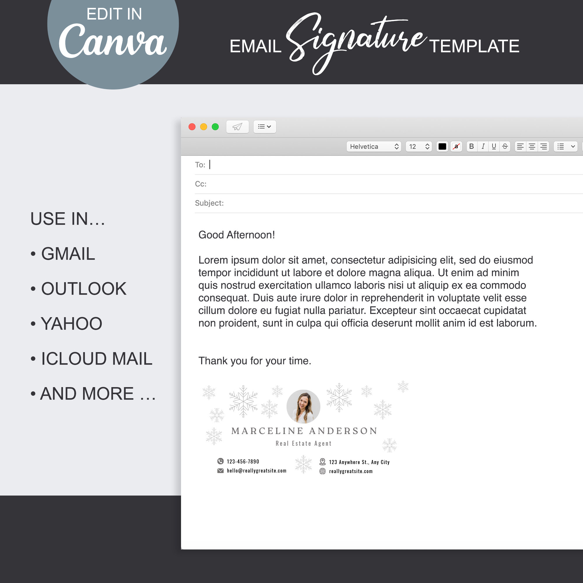 Email Signature, Winter Themed Signature, Editable Canva Template ...