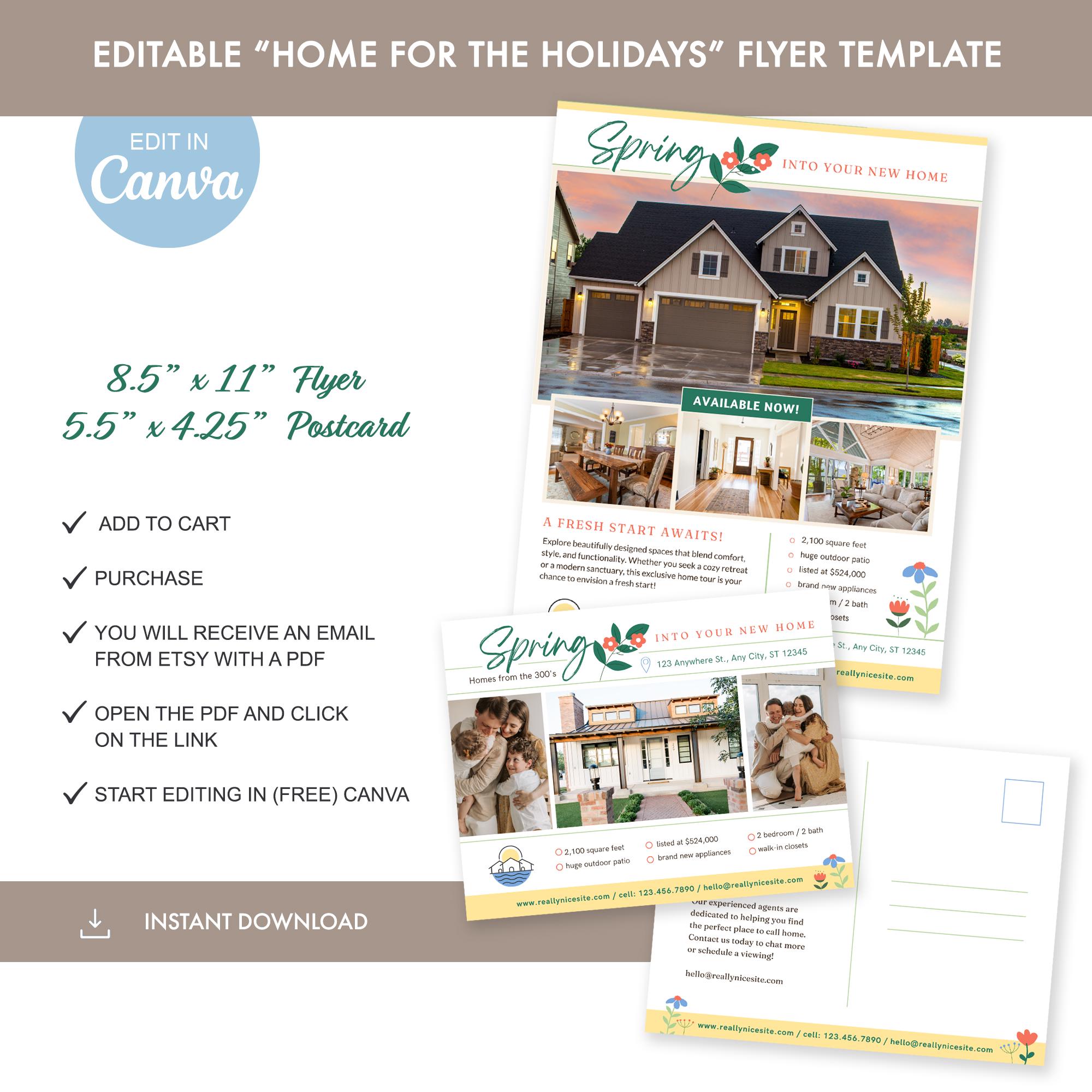 Easter Real Estate Postcards, Easter Realtor Canva Template, April Real ...