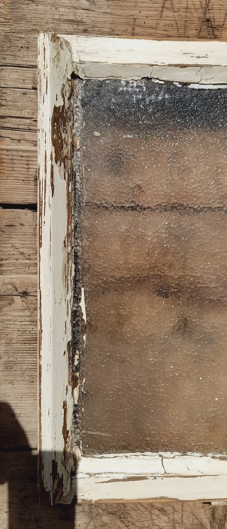 VINTAGE Old Window Frame With 3D Floral Transfer, Antique Glass Wood ...