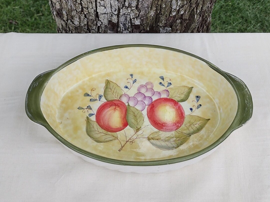 Retro 80s Fruit Serving Plate - Vintage Ceramic Platter - Mid-century ...