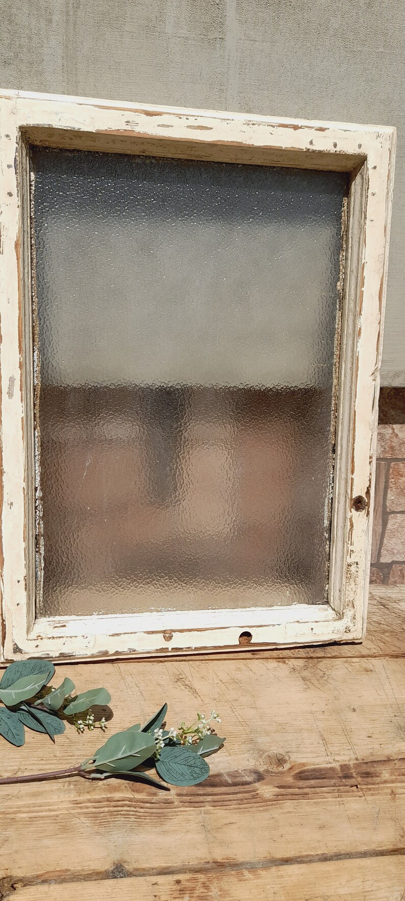 VINTAGE Old Window Frame With 3D Floral Transfer, Antique Glass Wood ...