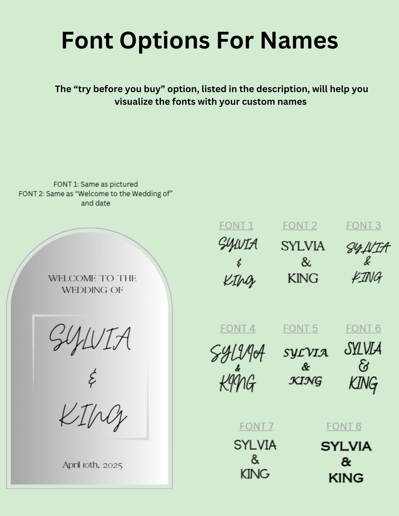 Custom Curved Mirror Wedding Welcome Sign, Personalized Names and Date ...