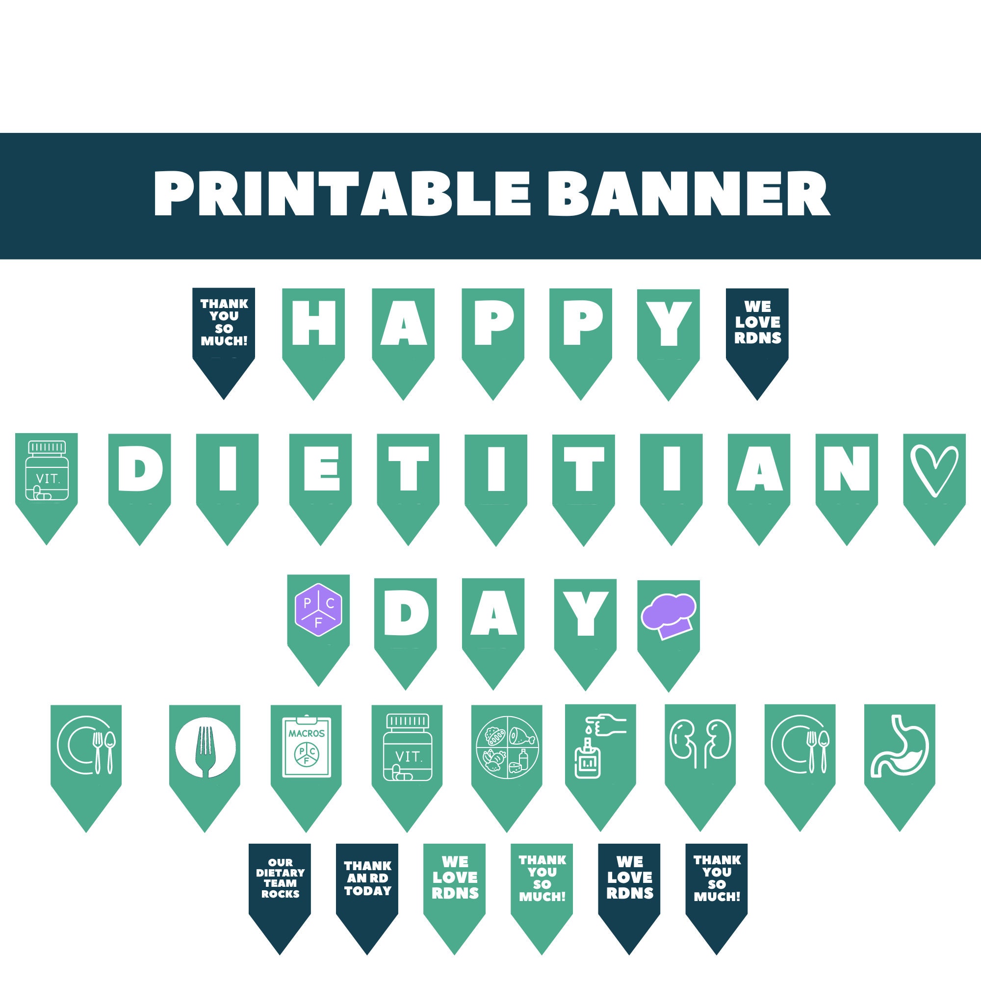 Dietitian Nutritionist Day Printable Banner Happy Registered Dietitian ...