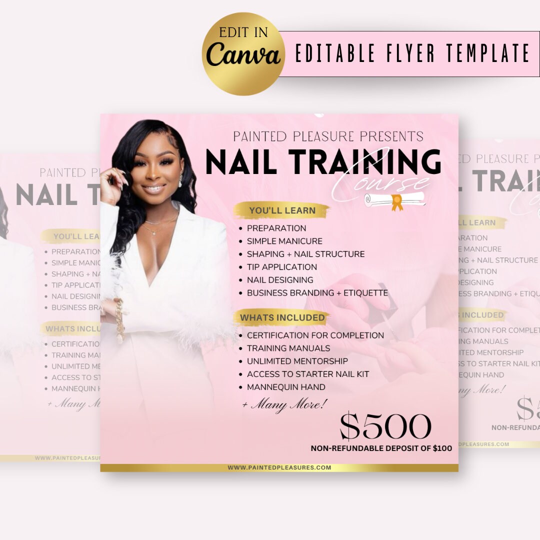 Nail Training Flyer - Social Media Flyer - DIY Nail Class Flyer Canva ...