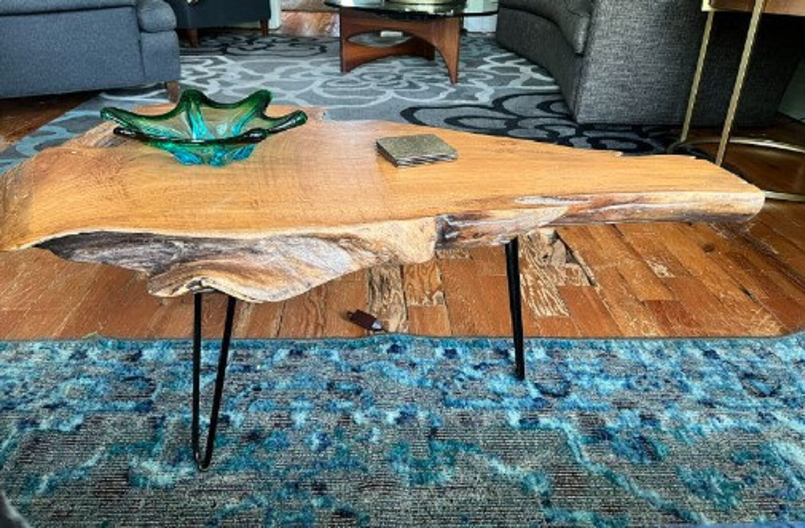 16h 16w 35d Unique Natural Wood Edge Contemporary Modern Coffee Table ...