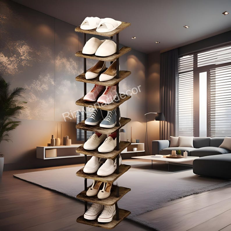 Wooden Multi Tier Shoe Rack Entryway Shoe Rack Shoe Storage Tall Shoe ...