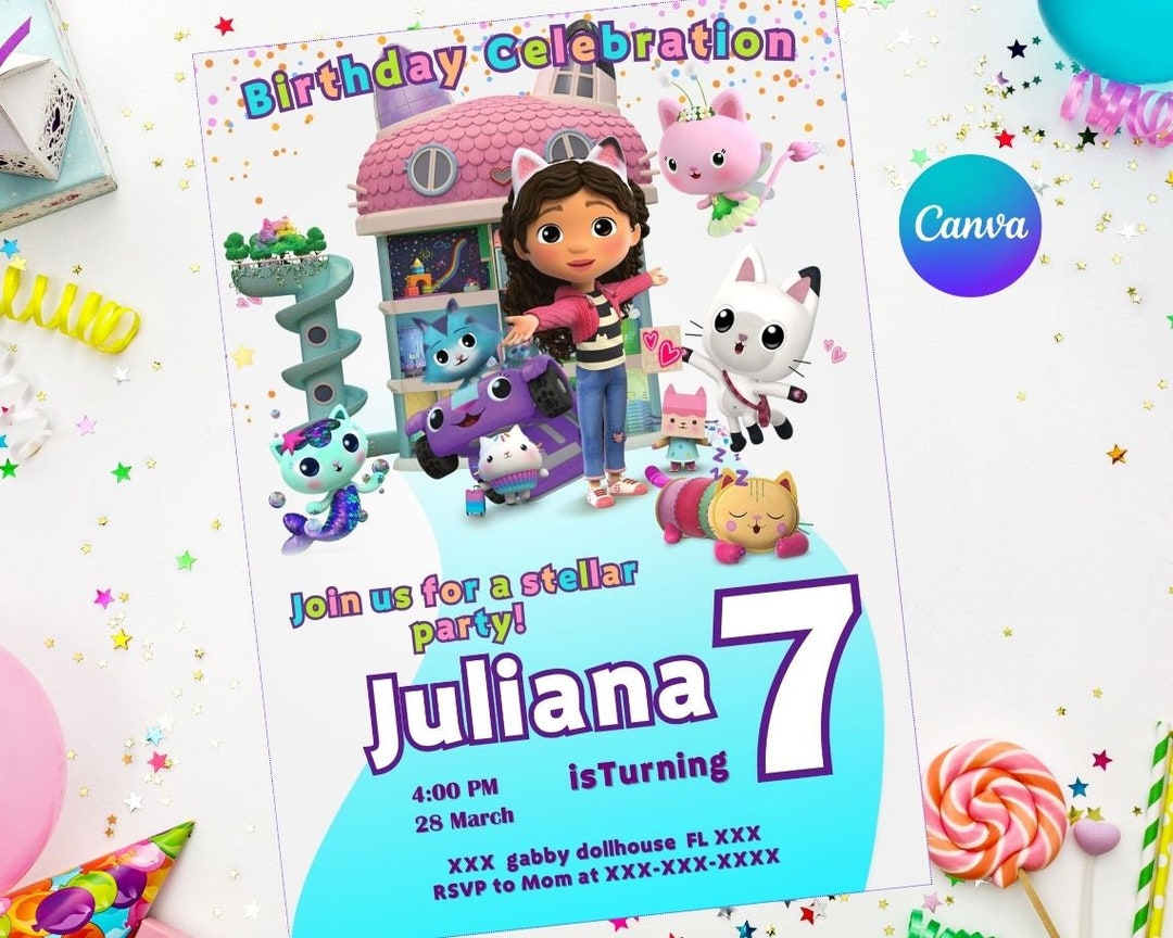 Gabby Birthday Invitation | Easy Editable | Digital Printable ...