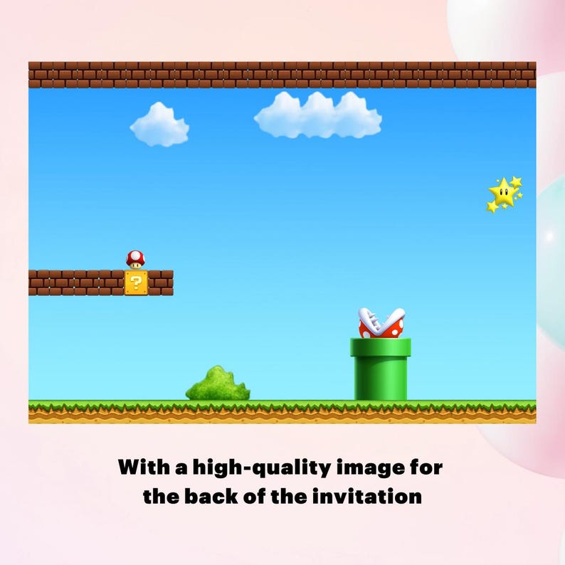 Peach, Mario & Rosalina Birthday Invitation, Triplets Siblings (digital ...