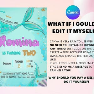 Mermaid Invitation | Easy Editable | Digital Printable | Birthday Party ...