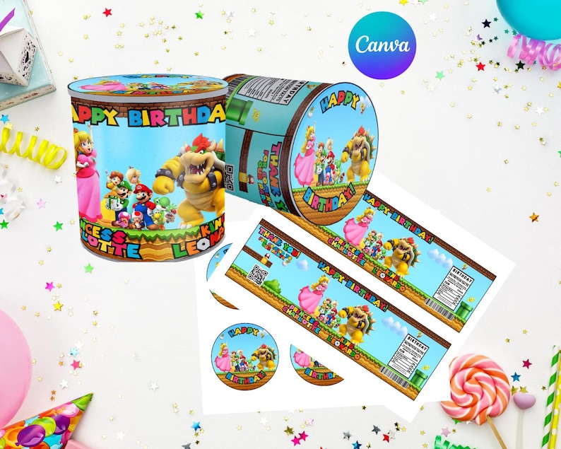 Princess Peach & Bowser Pringles Can Labels and Lid Cover - Printable ...