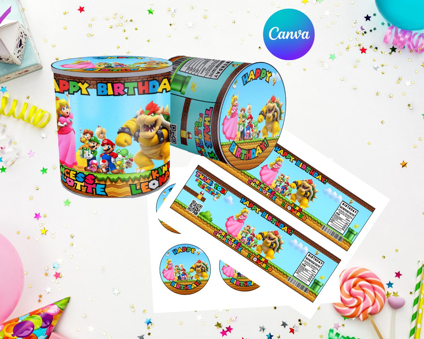 Princess Peach & Bowser Pringles Can Labels and Lid Cover - Printable ...