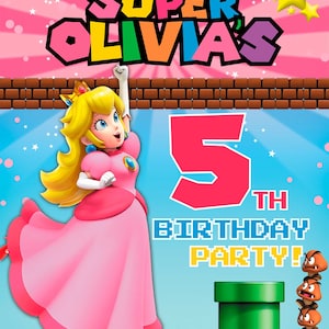 Princess Peach Birthday Door Banner Welcome Sign Easy Editable Instant ...