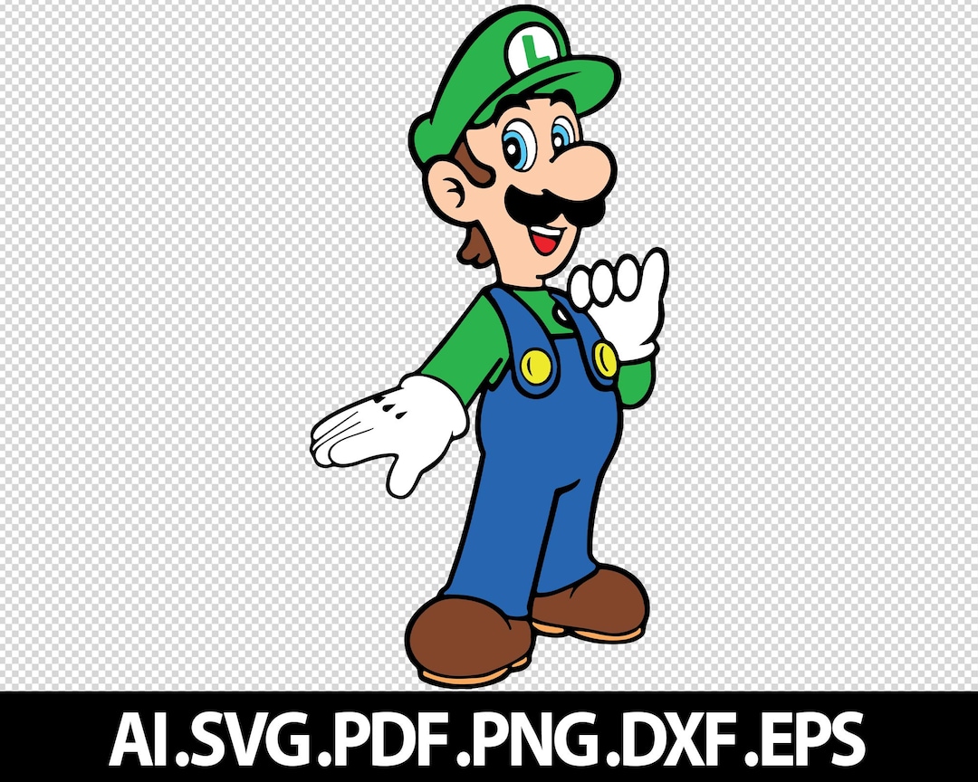 Luigi, Super Mario, SVG, PNG, PDF, Vector, Digital File, Instant Download, Layered, Transparent ...