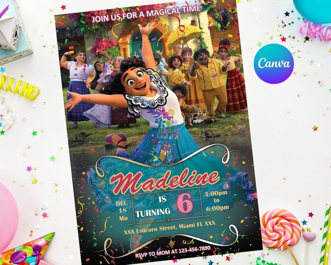 Encanto Mirabel Birthday Invitation | Easy Editable | Digital Printable ...
