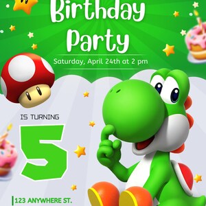 Yoshi Birthday Invitation Easy Editable Instant Download Digital ...