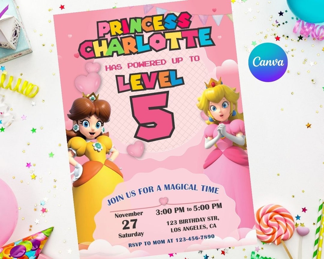 Princess Peach Princess Daisy Birthday Invitation Easy Editable Instant ...