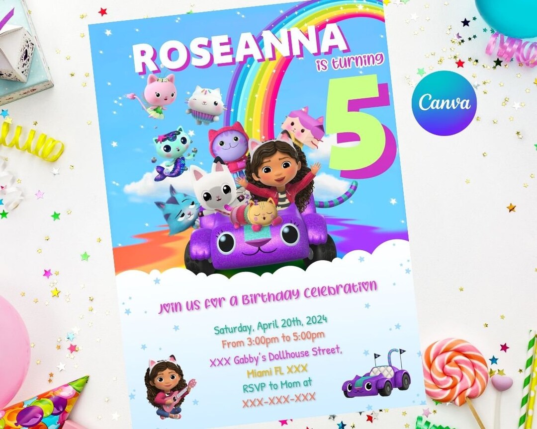 Gabby Birthday Invitation | Easy Editable | Digital Printable ...