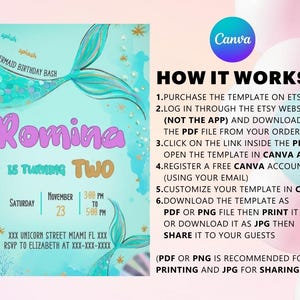 Mermaid Invitation | Easy Editable | Digital Printable | Birthday Party ...