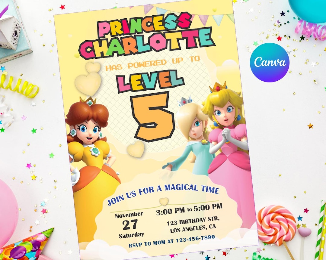 Princess Daisy Birthday Invitation Easy Editable Instant Download ...