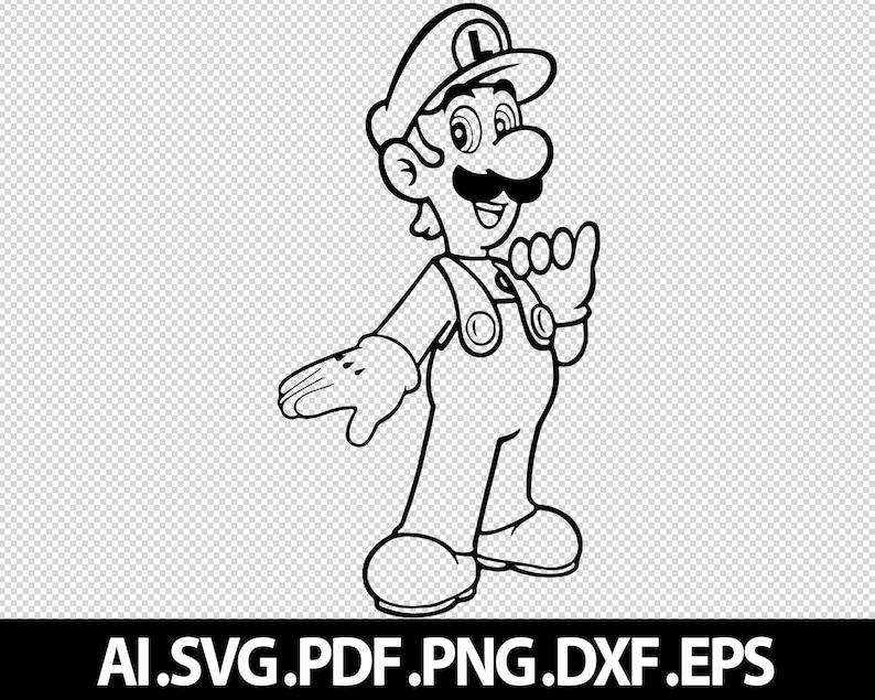 Luigi, Super Mario, SVG, PNG, PDF, Vector, Digital File, Instant ...