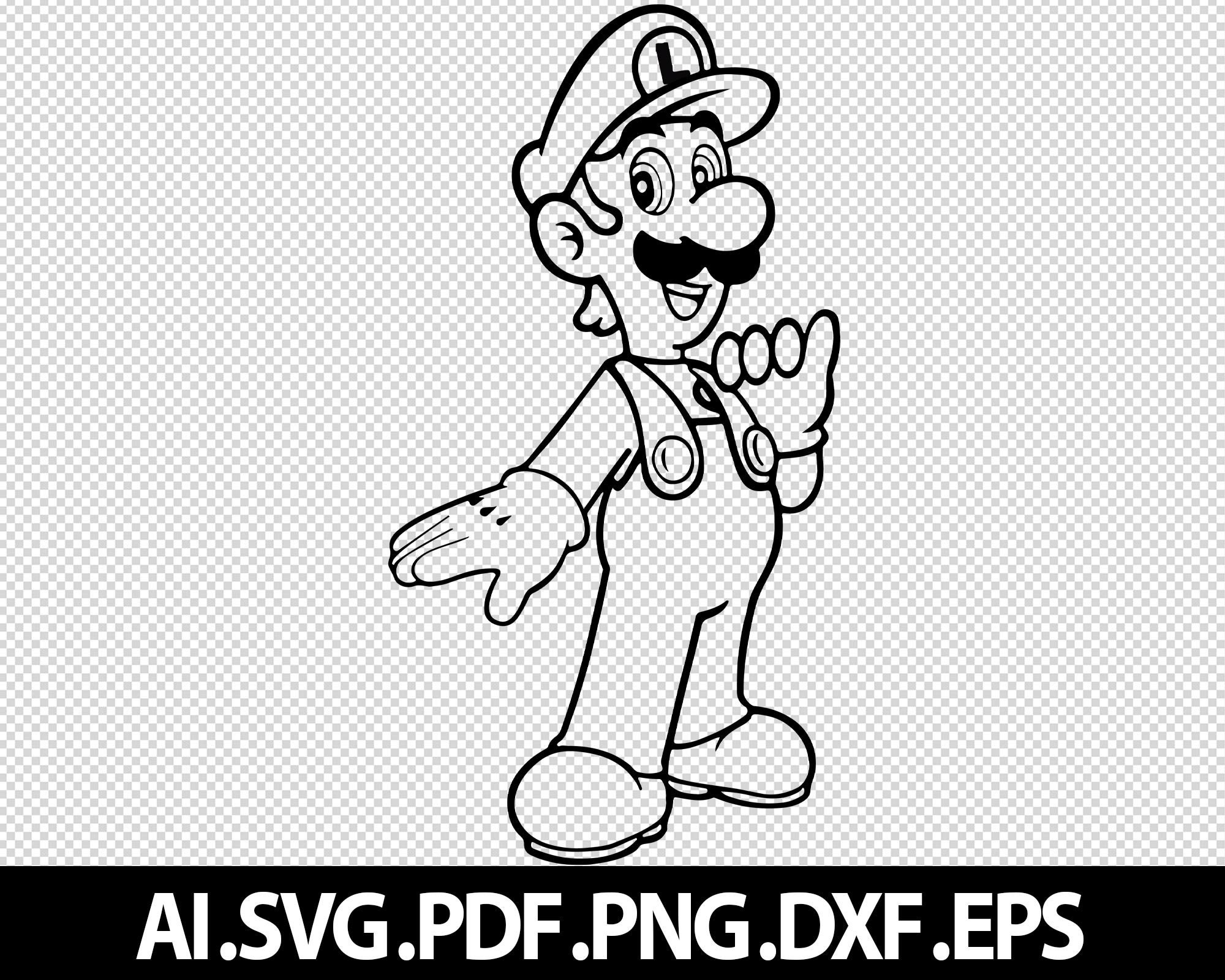 Luigi, Super Mario, SVG, PNG, PDF, Vector, Digital File, Instant Download, Layered, Transparent ...