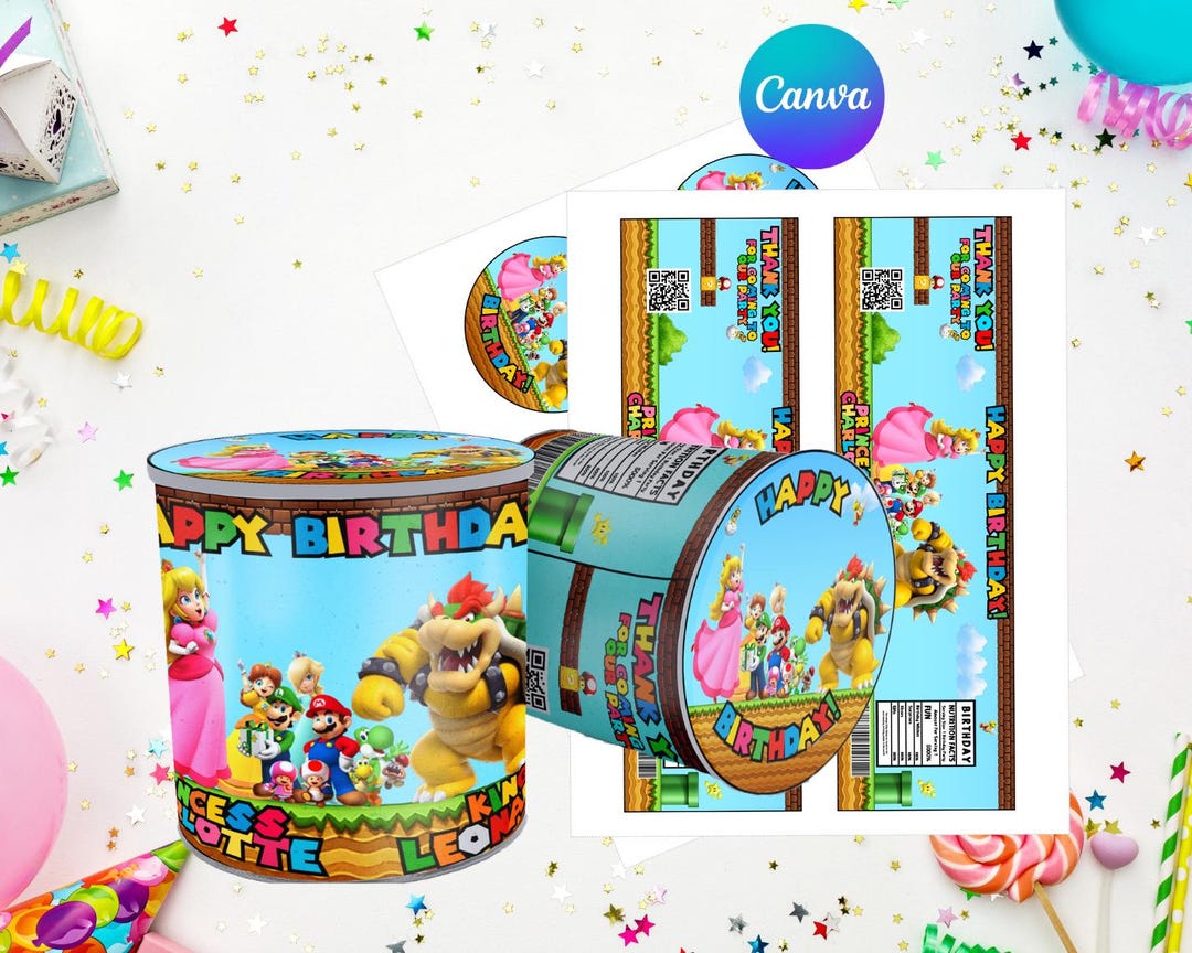 Princess Peach & Bowser Pringles Can Labels and Lid Cover - Printable ...