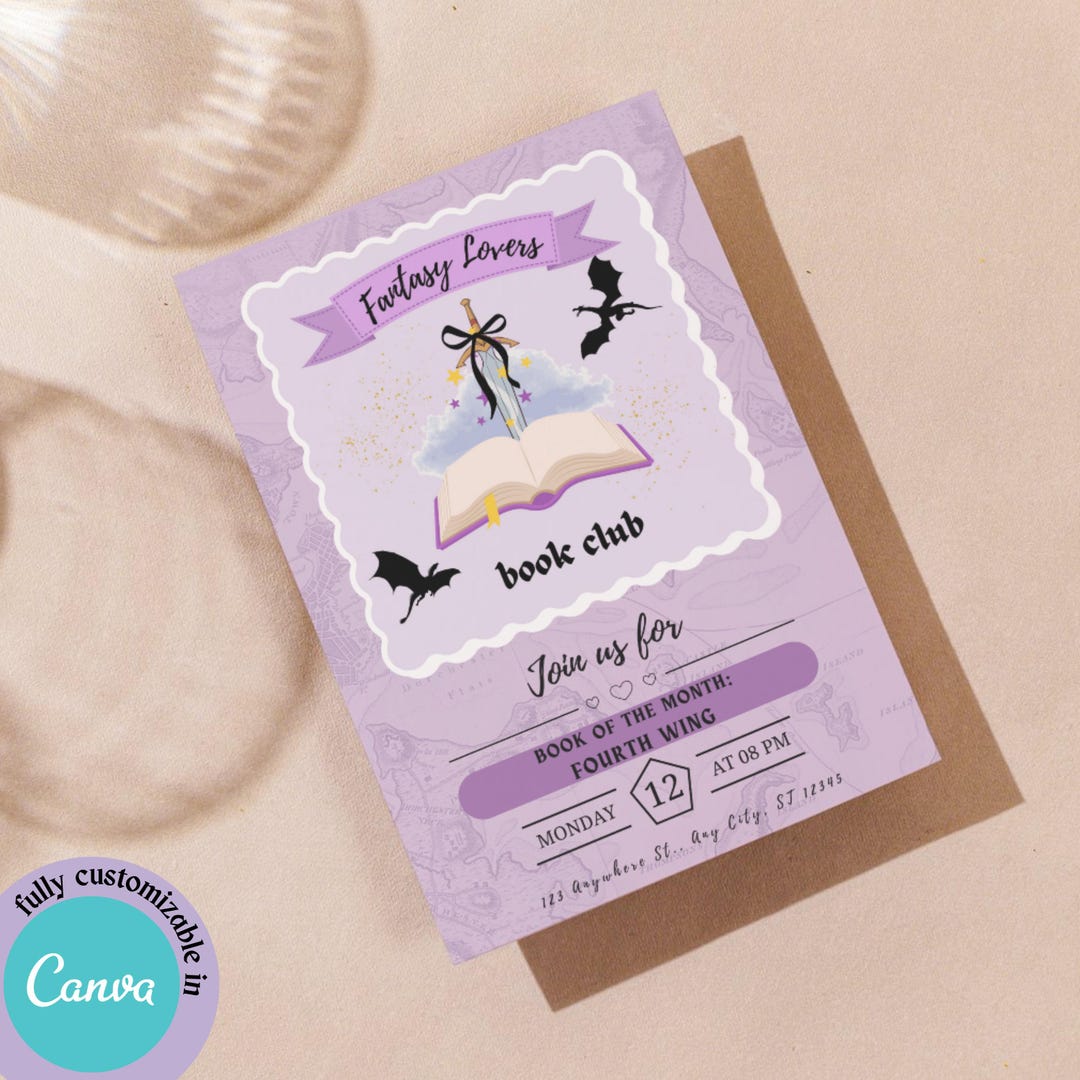 Fantasy Readers Book Club Invitation | Romantasy Themed Party Invite ...