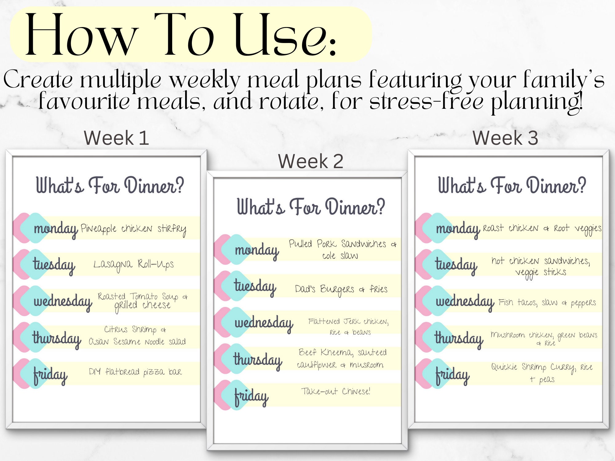 What's for Dinner Printable Family Meal Planner | Write-on Template ...