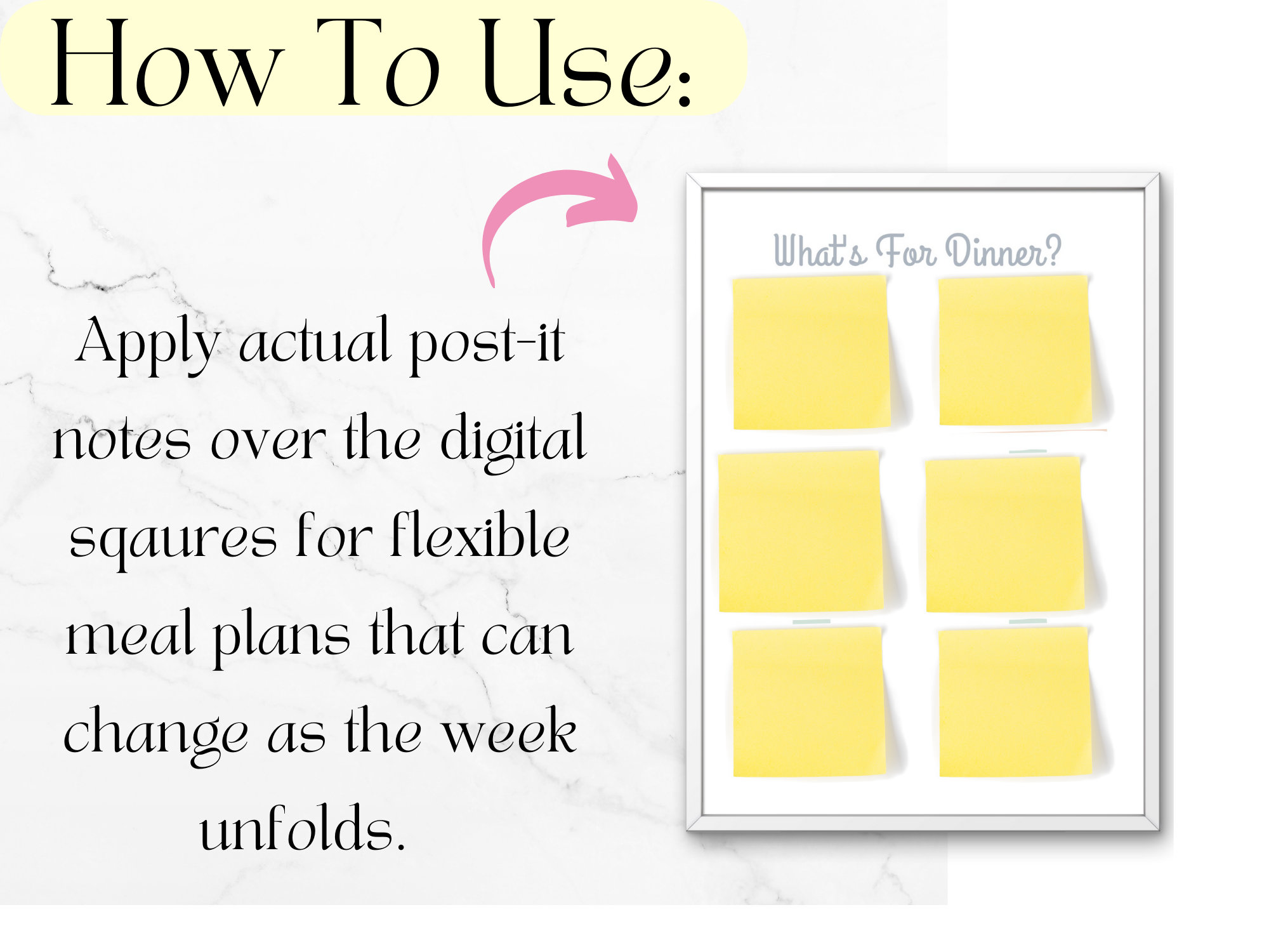 What's for Dinner Printable Family Meal Planner Post-its | Write-on ...