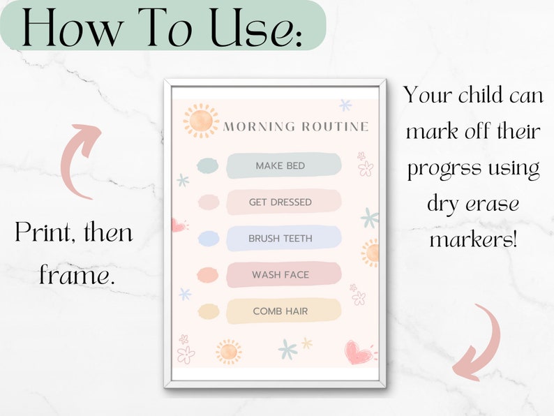 Children's Daily Routine Chart for Morning Evening Chores ...